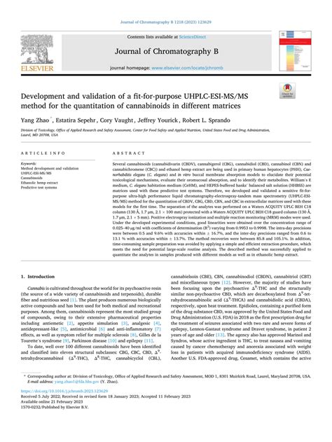 Pdf Development And Validation Of A Fit For Purpose Uhplc Esi Msms Method For The