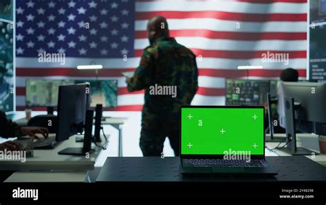 Us Army Working In A Top Secret Control Center With Isolated Mockup Screen Ensuring National
