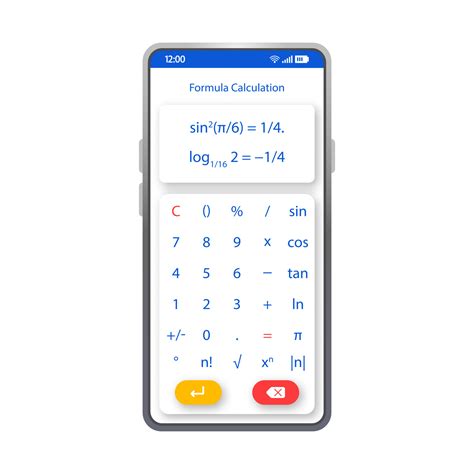 Formula Calculation Smartphone Interface Vector Template Mobile Calculator App Page White