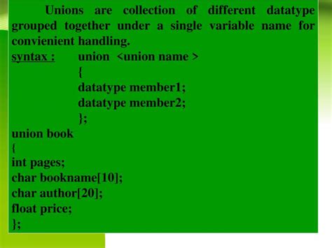 UNIONS IN C PowerPoint Slides LearnPick India