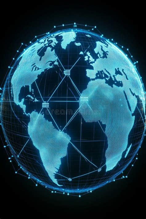 An Abstract Digital World Map Displaying Global Network Connections And Data Transfer
