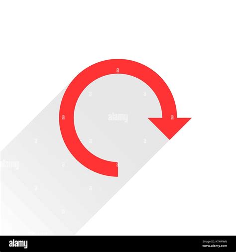 Red Arrow Icon Reload Refresh Rotation Reset Repeat Sign Web Pictogram With Gray Long