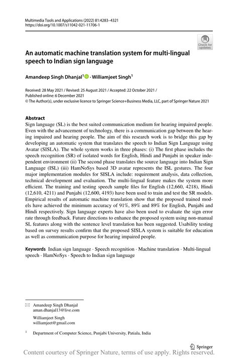 An Automatic Machine Translation System For Multi Lingual Speech To Indian Sign Language