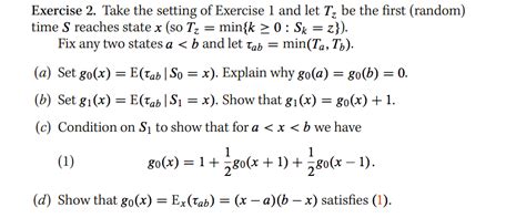 Exercise 2 Take The Setting Of Exercise 1 And Let TZ Chegg Com