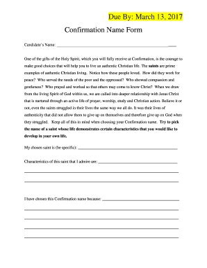 Fillable Online Confirmation Name Form 2016 Fax Email Print PdfFiller