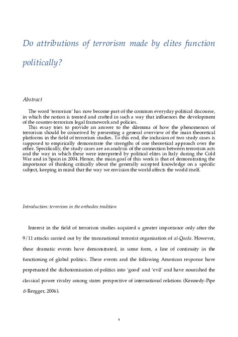 Pdf Do Attributions Of Terrorism Made By Elites Function Politically