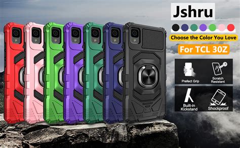Jshru Compatible For Tcl 30z Phone Case With Ring Kickstand For Tcl 30 Le Heavy Duty