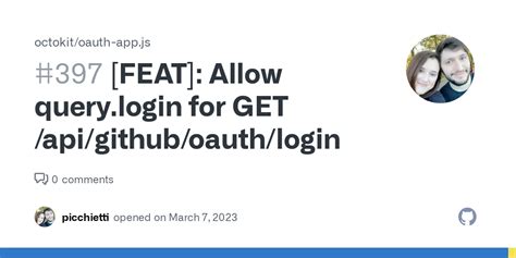 Feat Allow Query Login For Get Api Github Oauth Login Issue Octokit Oauth App Js