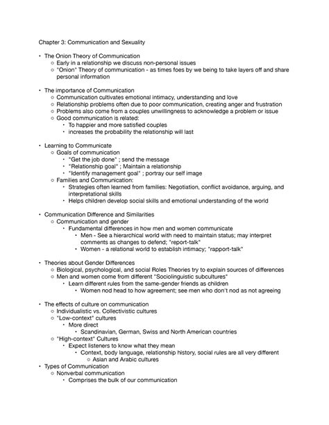 Chapter 3 Communication And Sexuality Chapter 3 Communication And Sexuality The Onion Theory