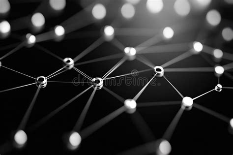 Close Up Of A Black And White Image Of A Network Of Dots Stock Image