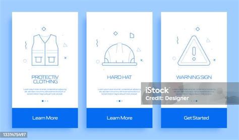 아이콘이 있는 모바일 앱 페이지 화면을 켜는 작업 안전 개념 Ux Ui 디자인 템플릿 벡터 일러스트레이션 구급 상자에 대한 스톡