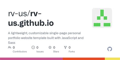 GitHub Rv Us Rv Us Github Io A Lightweight Customizable Single Page Personal Portfolio