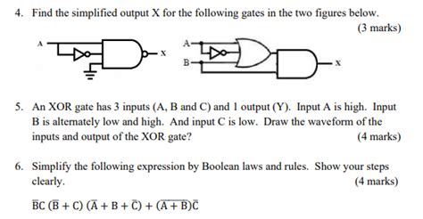 solved 4 find the simplified output x for the following