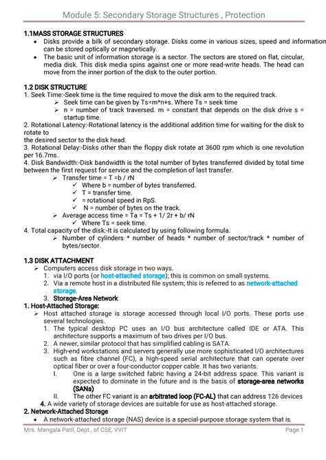 Module 5 Os Os Notes Vtu 1 1 Mass Storage Structures Disks Provide A Bilk Of Secondary