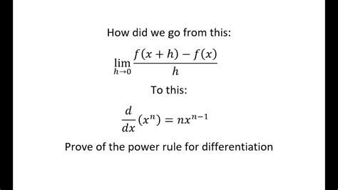 Calculus Proving The Power Rule For Differentiation From First