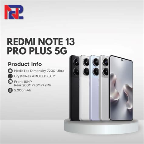 Jual XIAOMI Redmi Note 13 Pro Plus 5G 12 512GB Mediatek Dimensi 7200 Ultra 200MP Camera 5000