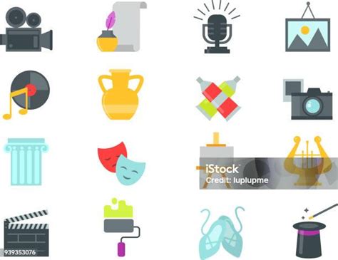 평면 디자인 Atist 잉크 그래픽 색 창의력 영화 컬렉션 벡터 일러스트 레이 션 아트 아이콘 세트 화가 예술가에 대한 스톡 벡터 아트 및 기타 이미지 Istock