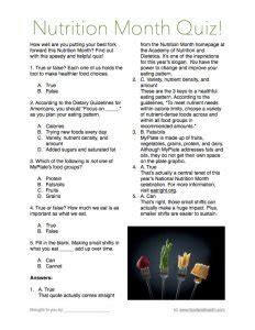Download And Print Printable Nutrition Quiz Free Pdf