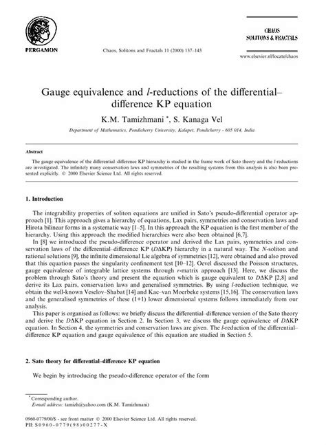 Pdf Gauge Equivalence And L Reductions Of The Differential Difference Kp Equation Dokumen Tips