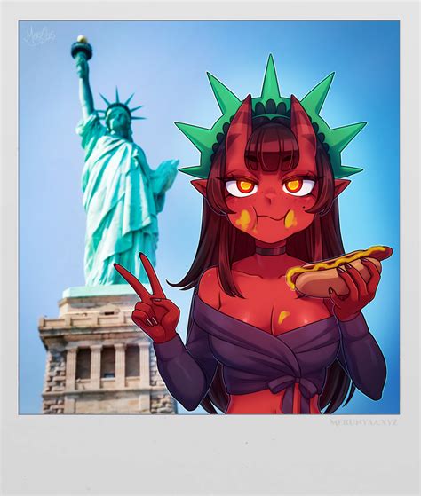 Merunyaa Meruccubus Merunyaa Statue Of Liberty Original 1girl