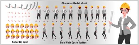 Premium Vector Handyman Character Model Sheet With Walk Cycle And Run