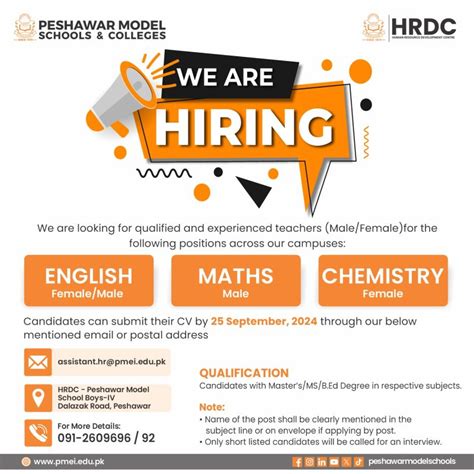 Peshawar Model Educational Network On Linkedin Peshawarmodelschool Career Jobad
