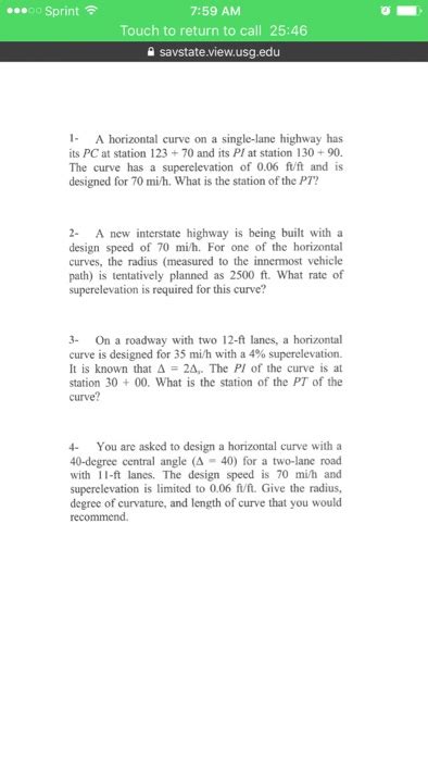 Solved A Horizontal Curve On A Single Lane Highway Has Its Chegg