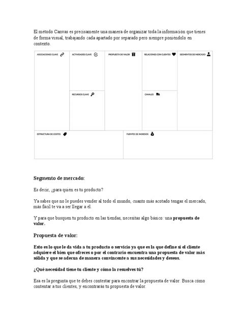 Modelo Canvas Resumen Esteban Pdf Business Marketing
