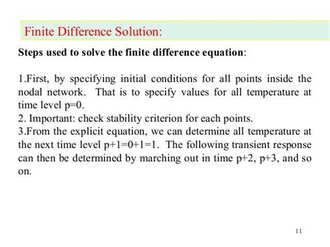 Application Of Numerical Methods Finite Difference In Heat Transfer