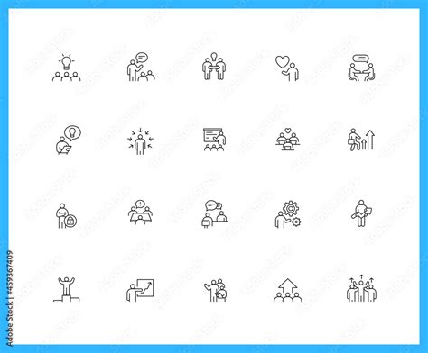 Collection Of UI UX Linear Icons And Color Icons People Point Work Colleague Idea Set Of