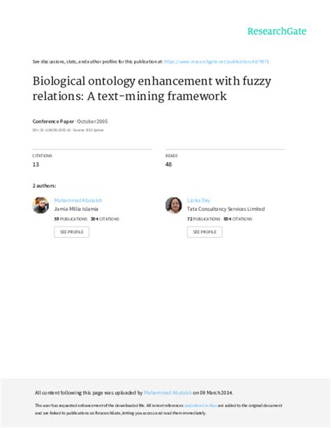 pdf biological ontology enhancement with fuzzy relations a text