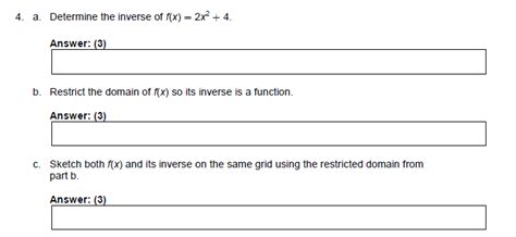 solved a ﻿determine the inverse of f x 2x2 4 answer 3