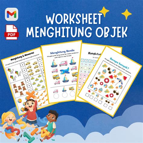 Jual Pw085 30 Lembar Worksheet Menghitung Benda Untuk Tk Dan Sd Kelas