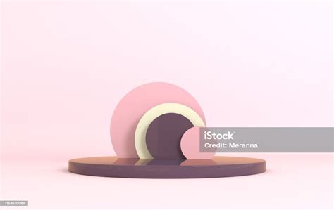 기하학적 모양 바닥에 연단 3d 렌더링 스튜디오 제품 프리젠 테이션 모의 배경을위한 플랫폼 세트 현대 최소한의 디자인 파스텔