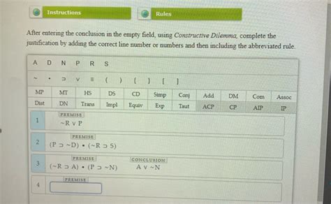 Solved Instructions Rules After Entering The Conclusion In