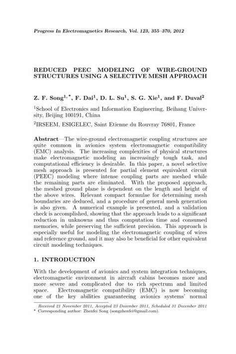 Pdf Reduced Peec Modeling Of Wire Ground … Peec Modeling Of Wire