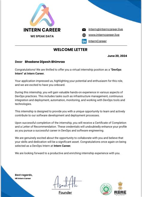 dipesh bhadane on linkedin interncareer internshipaccepted