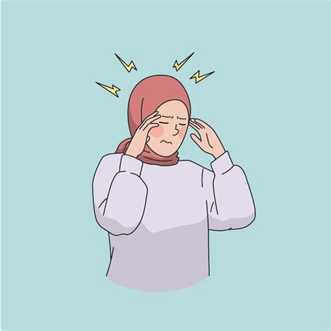 어지러운 여성 히자브 터 프리미엄 벡터