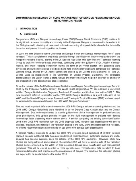 2010 Pps Guidelines On Dengue Pdf Shock Circulatory Hemodynamics