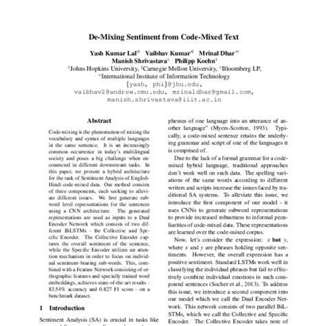 De Mixing Sentiment From Code Mixed Text Acl Anthology