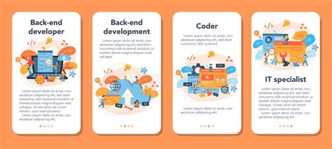 Backend Developer Banner Stock Illustrations Backend Developer Banner Stock Illustrations