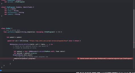 Json Value Of Type Podpost Has No Member Episode Stack Overflow