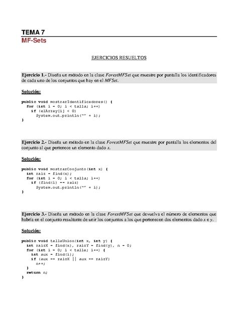 Ejercicios Resueltos En Java Mf Sets Y Grafos Tema 7 Studocu
