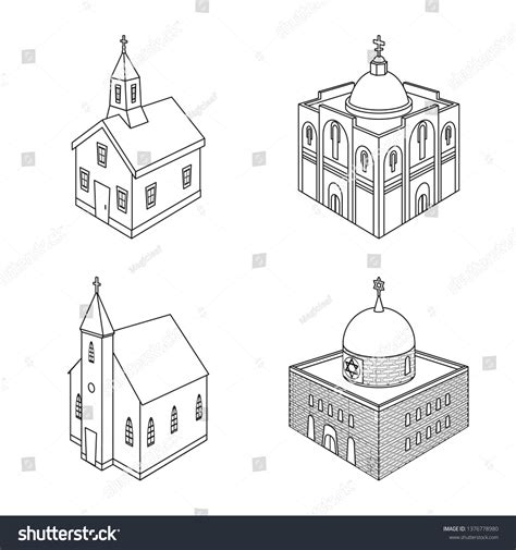 Vector Illustration Architecture Building Sign Collection Stock Vector Royalty Free 1376778980