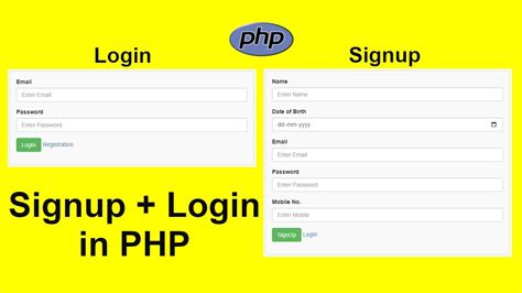 Registration And Login Form Using Php Youtube