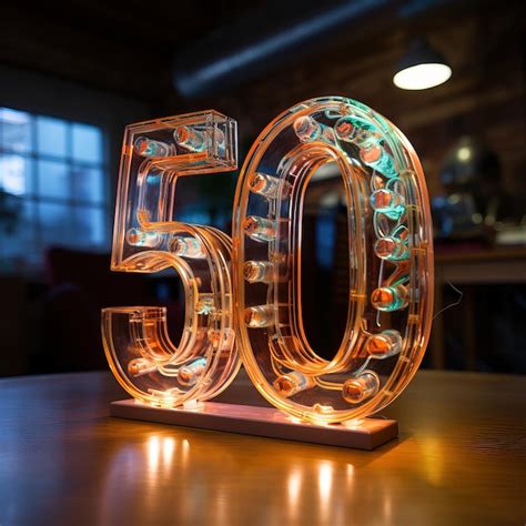 Premium AI Image | a neon sign that says 50 on it