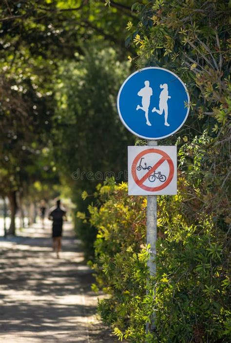 Road Signs Treadmill In The Park Stock Image Image Of Road Safety 342811959