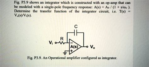Fig P3 9 Shows An Integrator Which Is Constructed With An Op Amp That Can Be Modeled With A