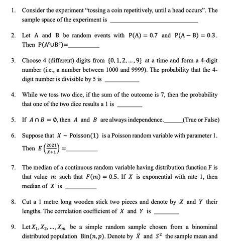 solved 1 consider the experiment “tossing a coin