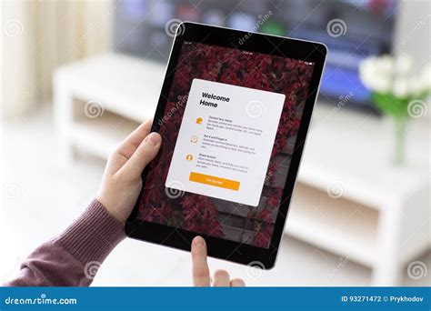 Woman Hand Holding IPad Pro Space Gray With App Home Editorial Photography Image Of House
